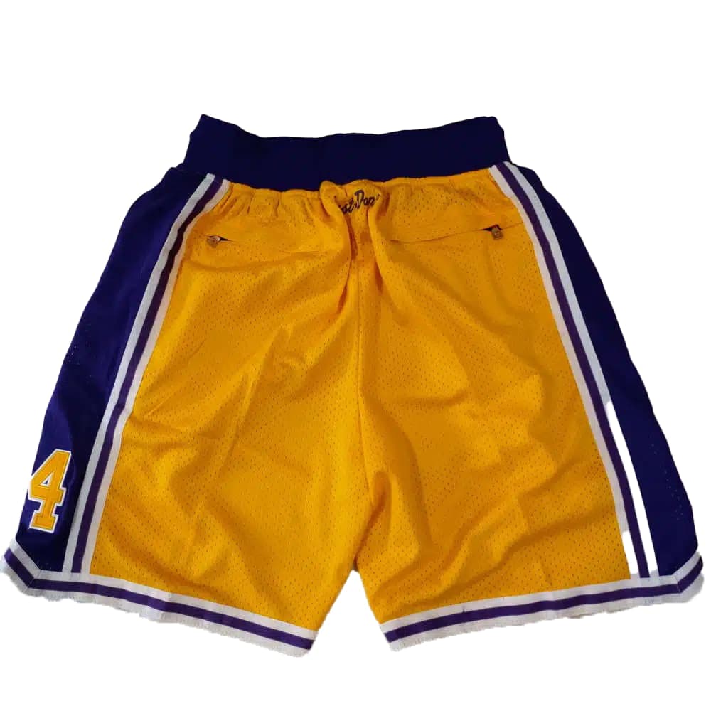 Kobe Bryant 8 24 Los Angeles Lakers Yellow Shorts - Basketball Shorts Store