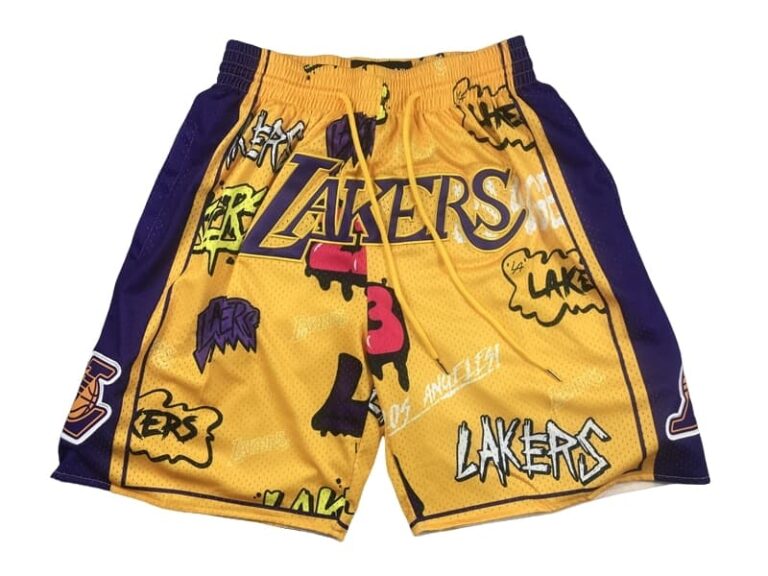 Los Angeles Lakers Slap Sticker Swingman Shorts - Basketball Shorts Store