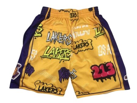 Los Angeles Lakers Slap Sticker Swingman Shorts - Basketball Shorts Store